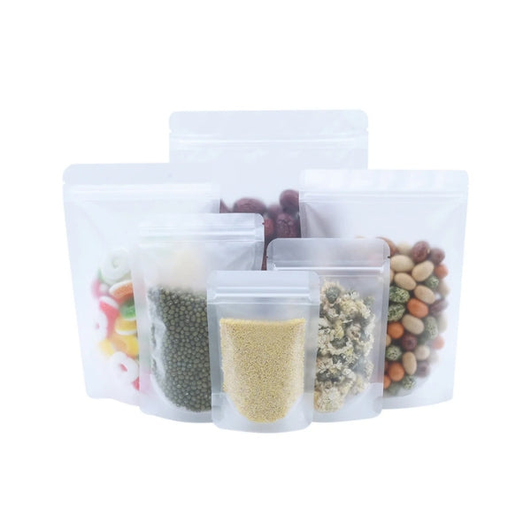 Frosted Plastic Stand Up Pouches – Sets of 50 – Various Sizes Availabl ...