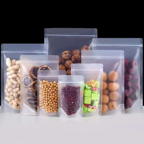 Frosted Plastic Stand Up Pouches – Sets of 50 – Various Sizes Availabl ...