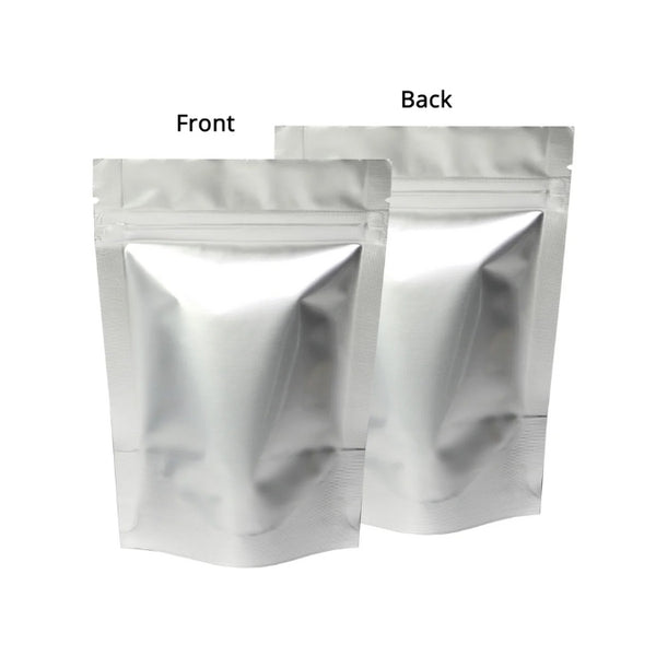 Silver Stand Up Pouches – Sets of 50 – Various Sizes – Pick-a-Pouch